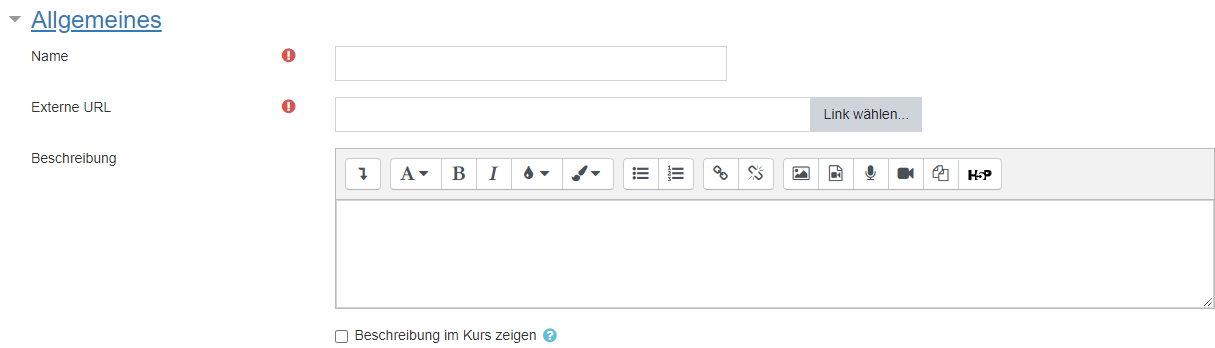 Moodle-Handbuch: Link/URL | Home